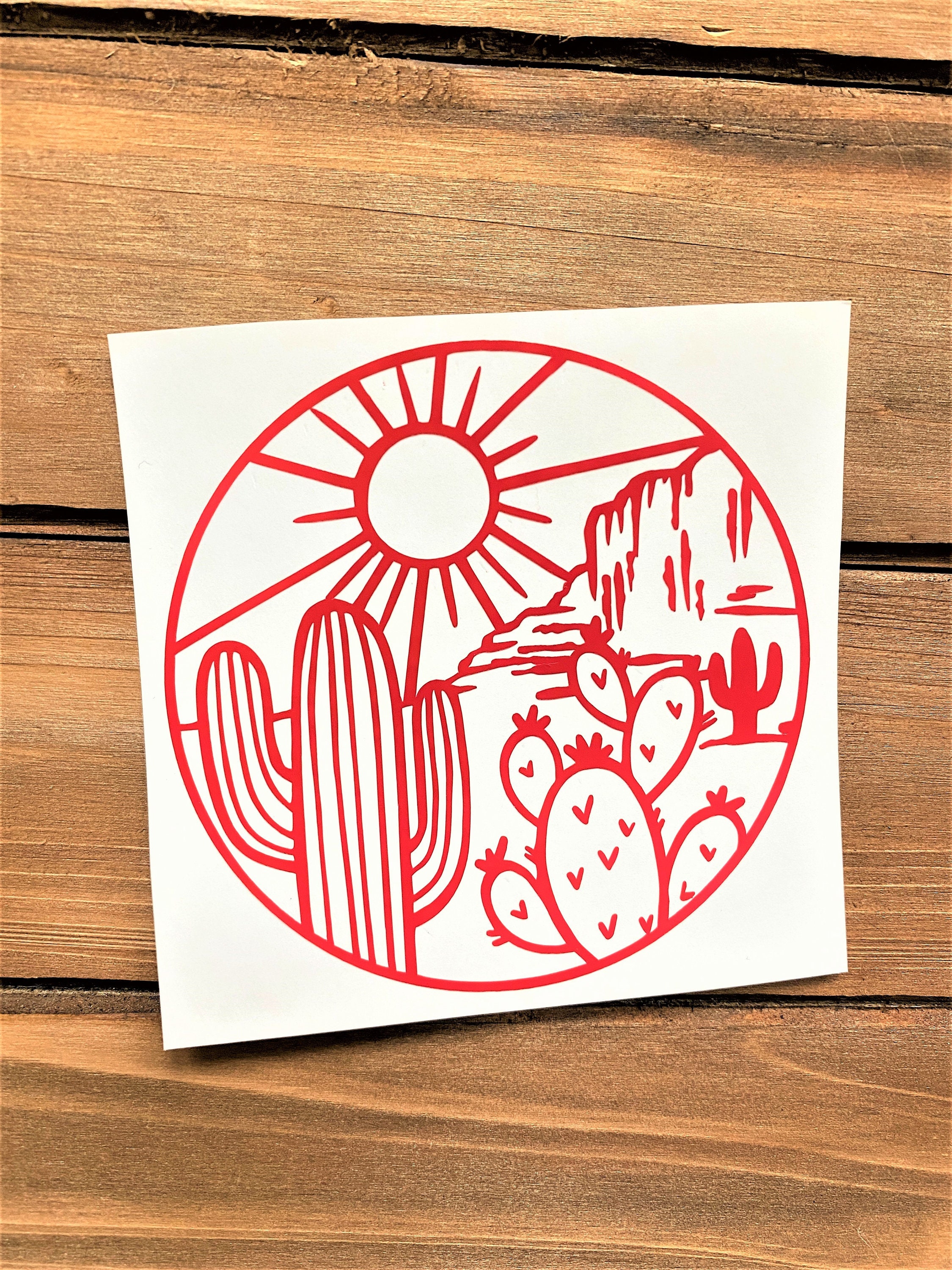 Cactus Decal Cactus & Sun Cactus Sticker | Etsy