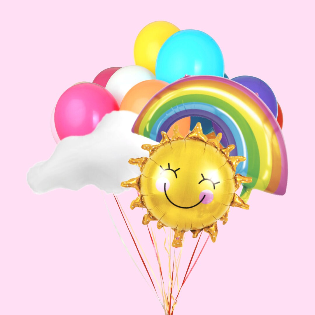 Rainbow Sun Cloud Balloon Bunch Bouquet With 12inch Latex Balloons ...