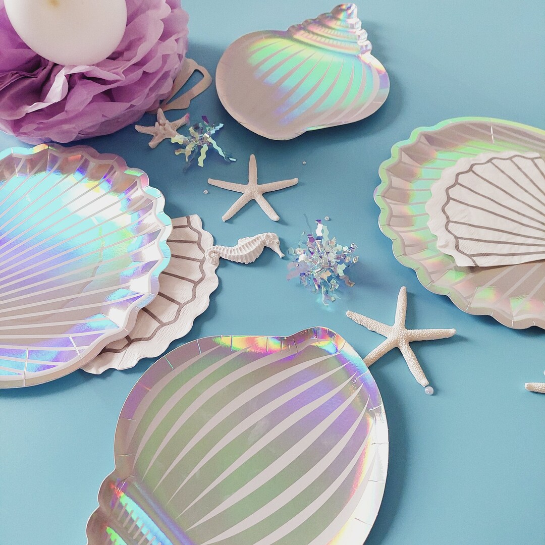 Quality Very Special Iridescent Sea Shells Snails Party Table Ware 7, 9 ...