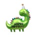 Happy Birthday Green Dinosaur With Hat and Blue Green Latex Balloons ...