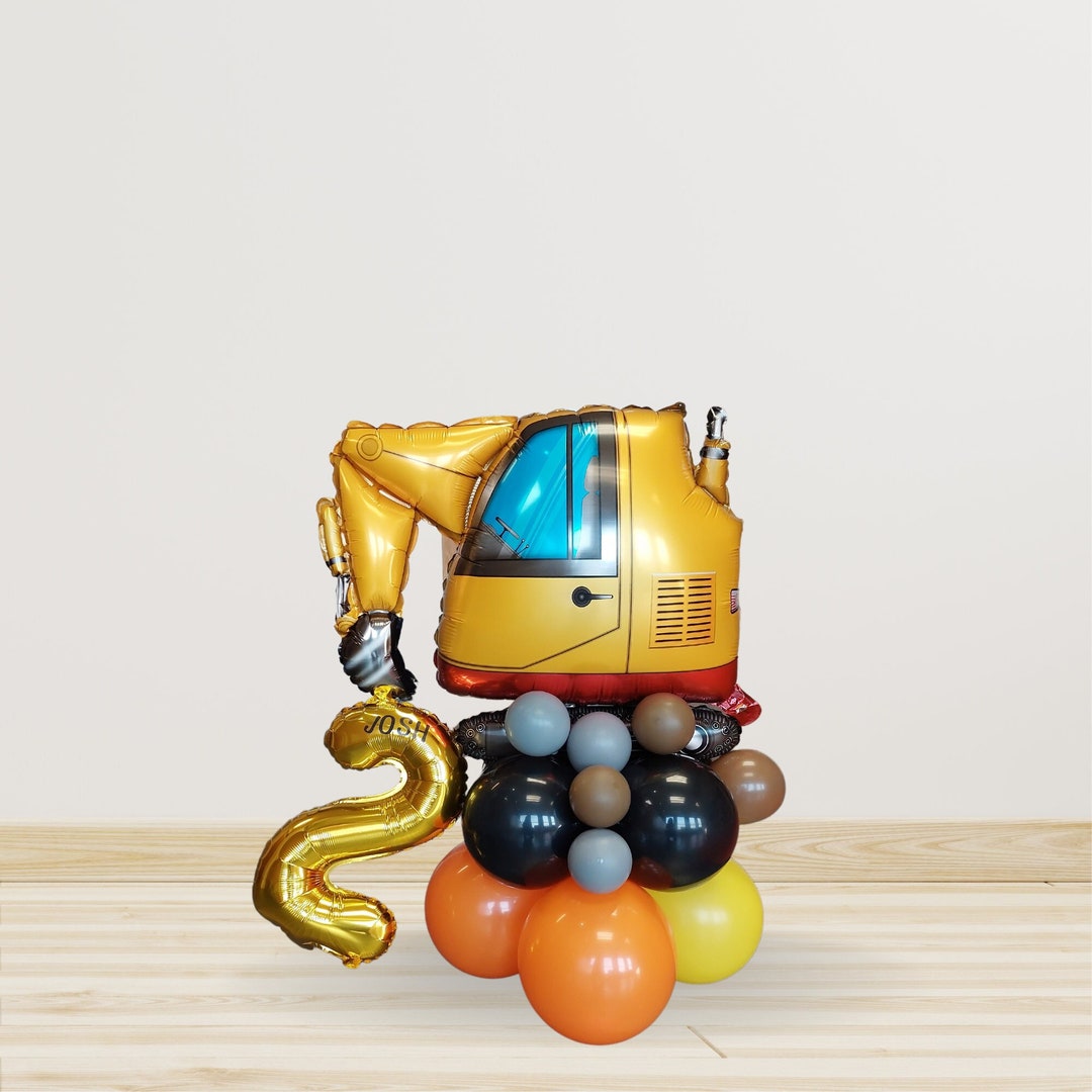 Personalised Vehicle Balloon Diggers Gold Number Balloon Sculpture ...