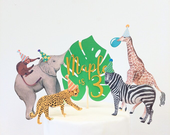 Mini Cake Topper Animal Set, Animals Wearing Party Hats, Comes With a ...