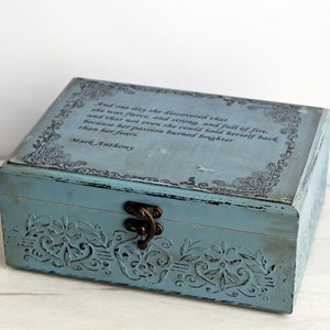 Blue Personalized Tea Box, Favorite Quote Gift, Gift for Teacher ...