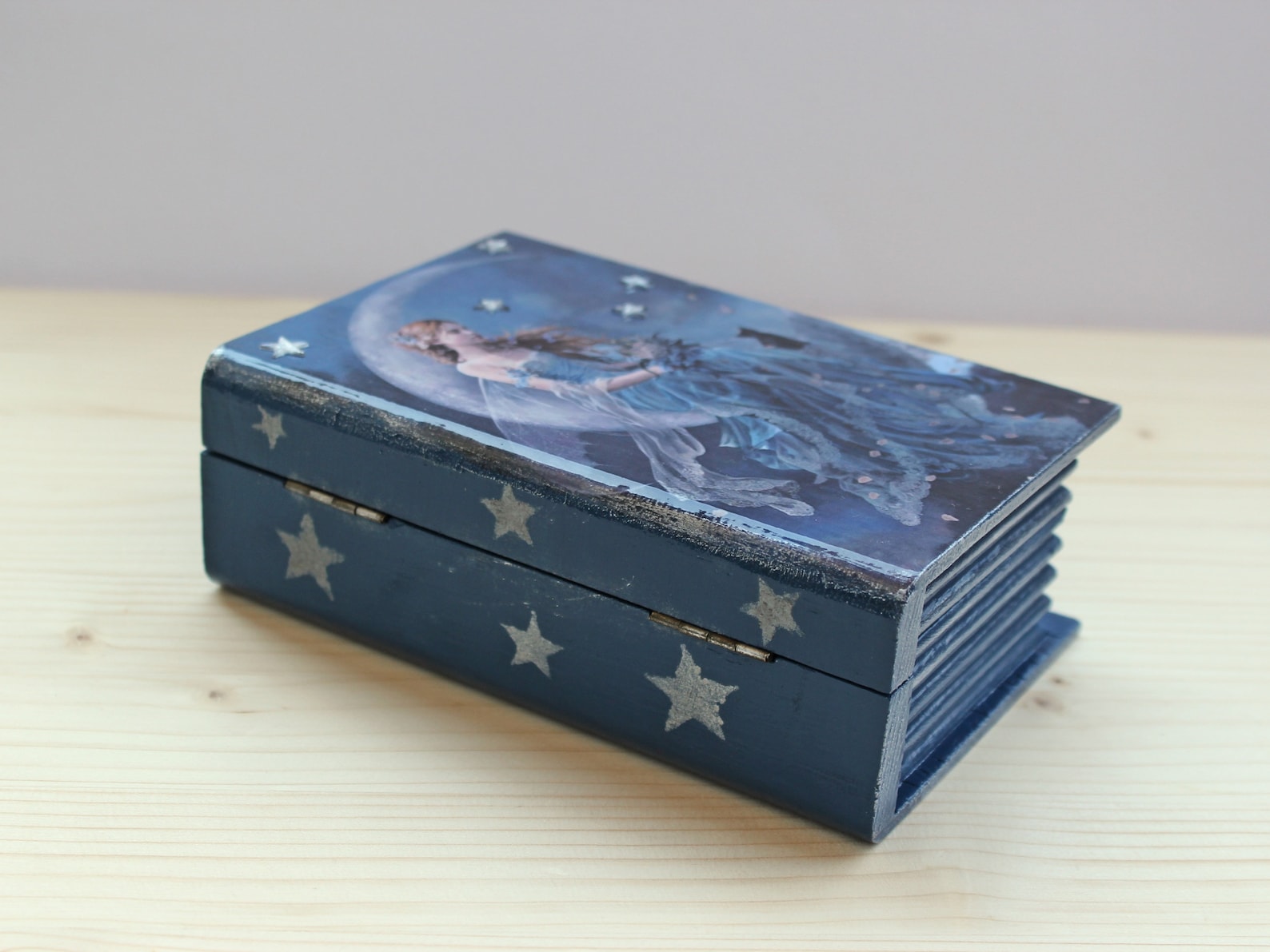Celestial Fantasy Box Book Wooden Jewelry Box Blue Fairy | Etsy