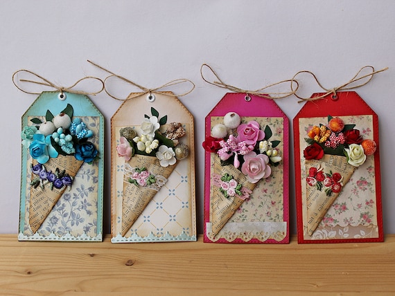 Elegant Paper Gift Tags in Cottage Chic Style and With 3d | Etsy
