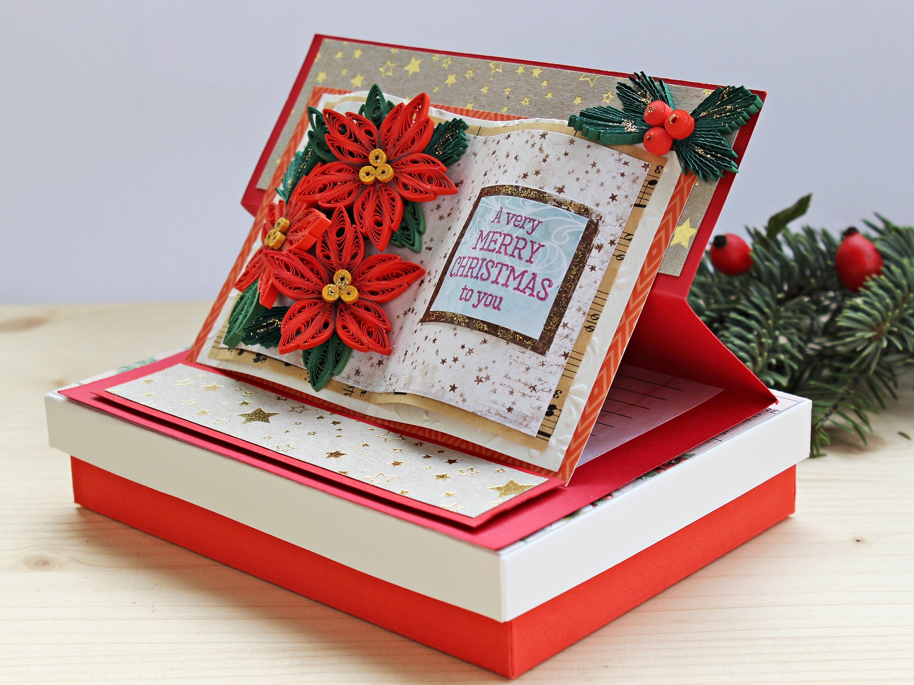 Elegant easel card boxed for Christmas cute gift from friend | Etsy