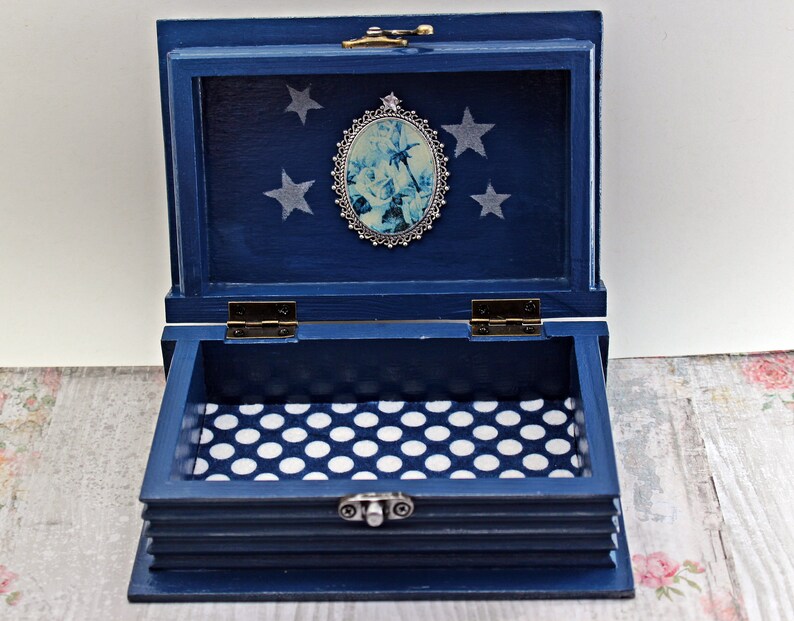 Celestial Fantasy Box Book Wooden Jewelry Box Blue Fairy | Etsy