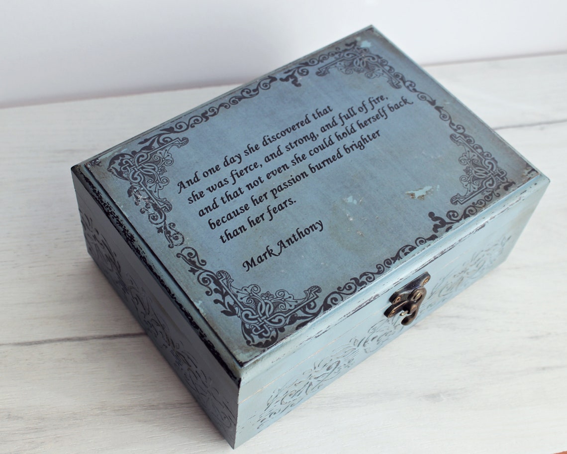 Blue Personalized Tea box favorite quote gift gift for | Etsy