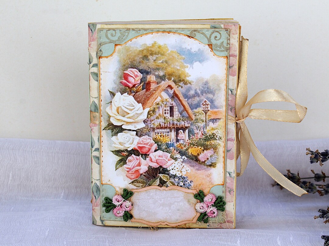 Small Handmade Retro Chic Junk Journal, Mini Shabby Travelers Notebook ...
