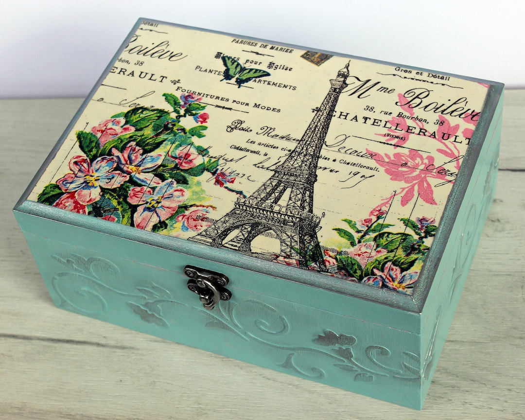 Eiffel Tower Tea Box, Personalized Paris Jewelry Box, Cute Keepsake Box ...