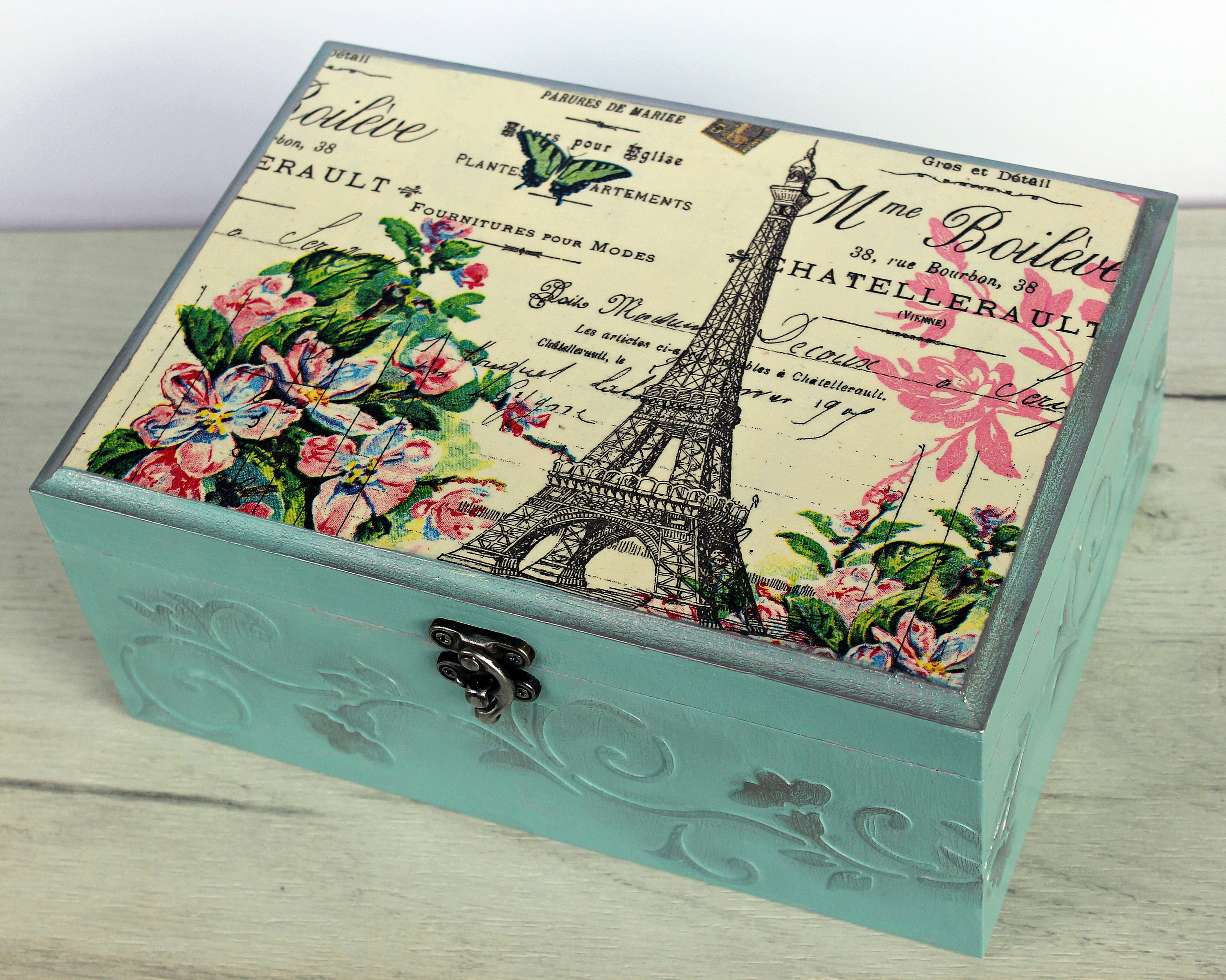 Eiffel Tower Tea Box, Personalized Paris Jewelry Box, Cute Keepsake Box ...