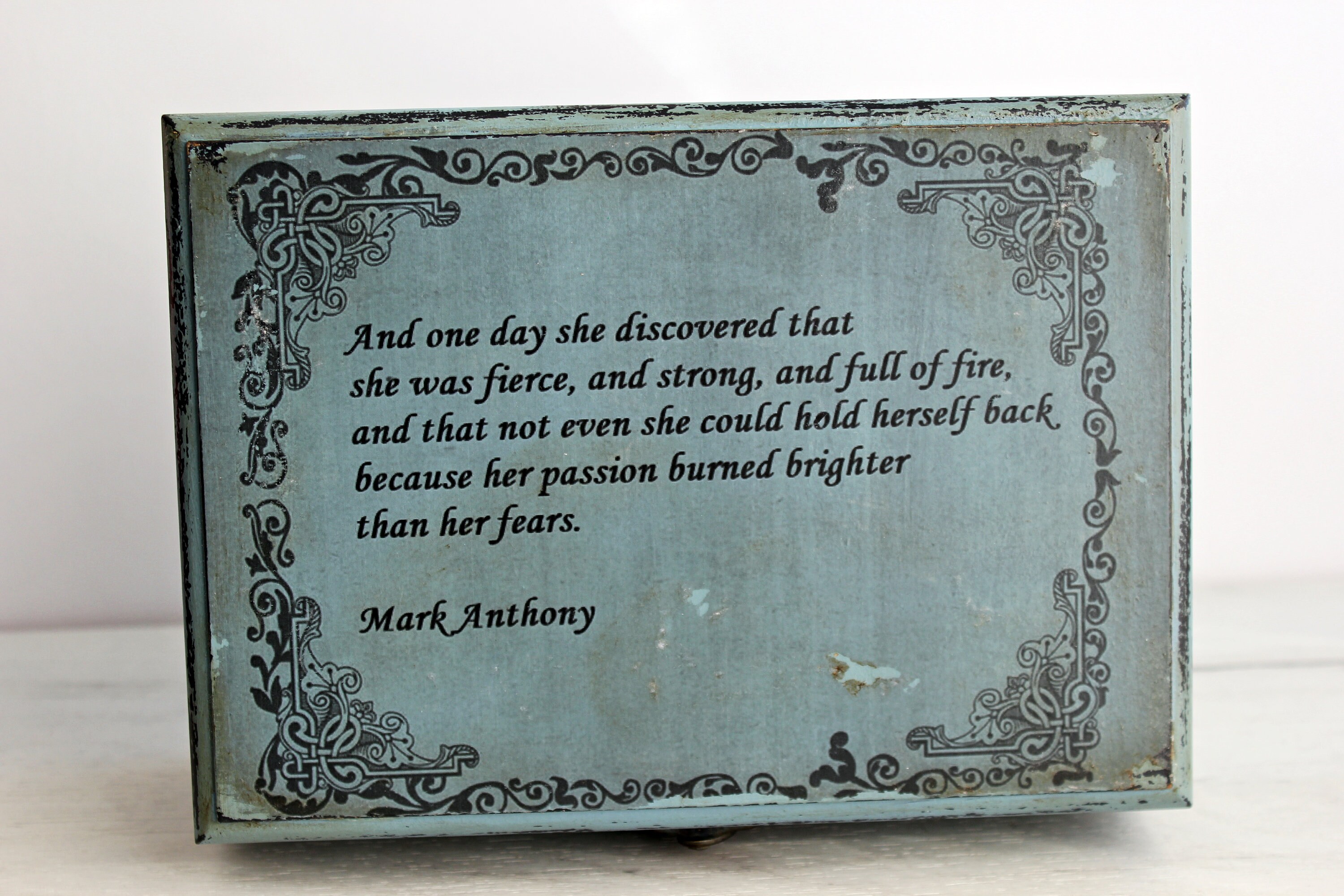 Blue Personalized Tea box favorite quote gift gift for | Etsy