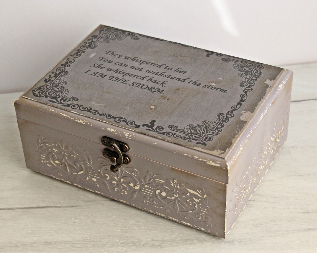 Gray Personalized Tea Box Favorite Quote Gift Gift for - Etsy