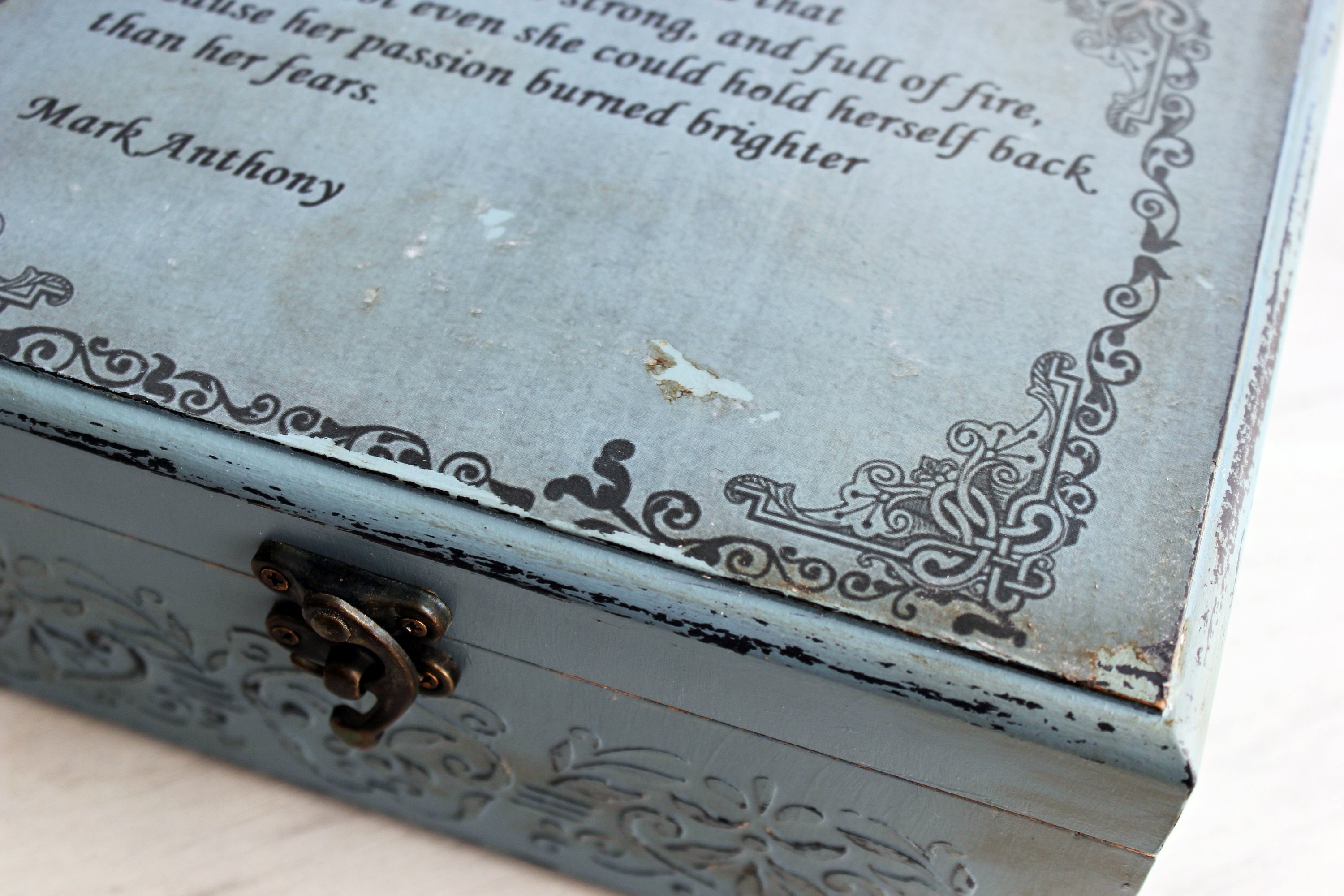 Blue Personalized Tea box favorite quote gift gift for | Etsy