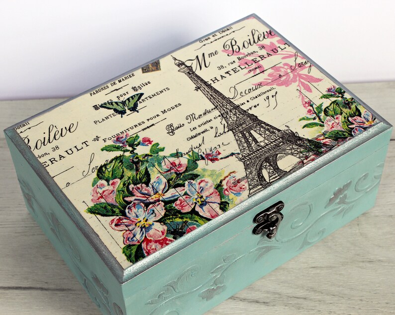 Eiffel Tower Tea Box, Personalized Paris Jewelry Box, Cute Keepsake Box ...