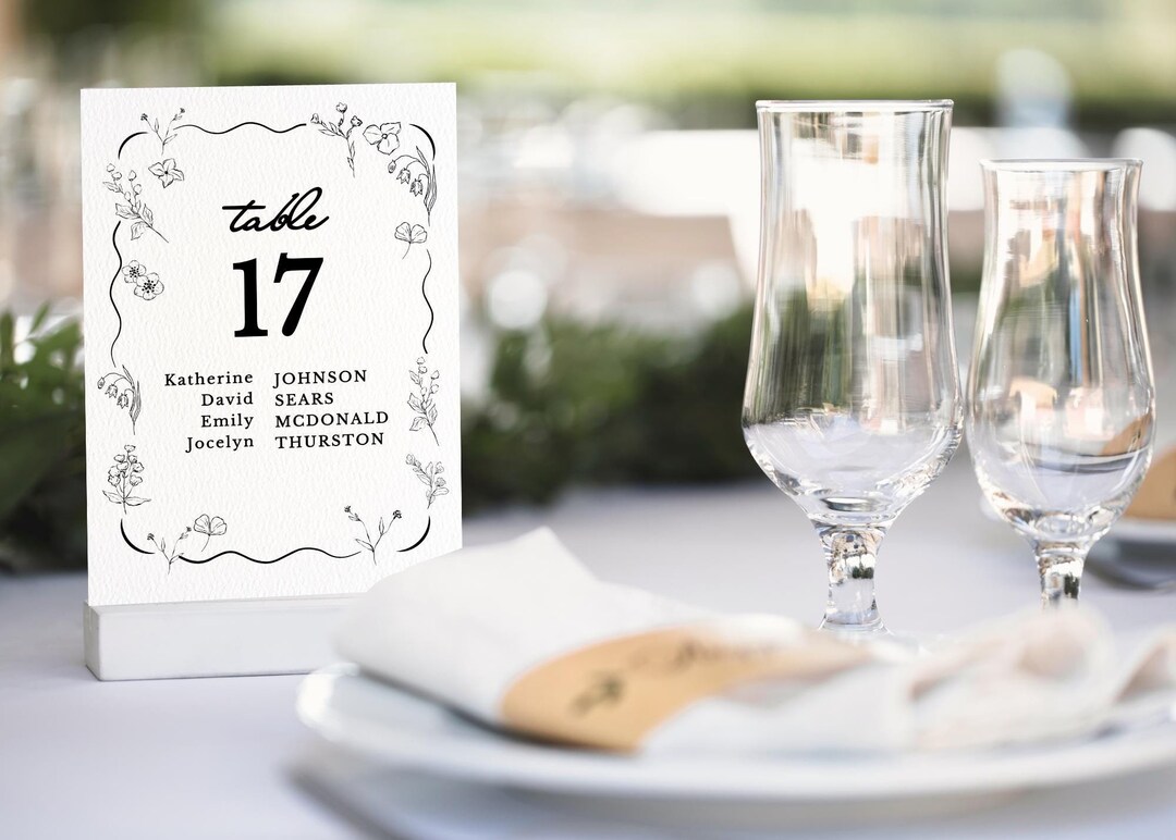 French, Hand-drawn Reception Table Cards | Digital Download | Whimsical ...