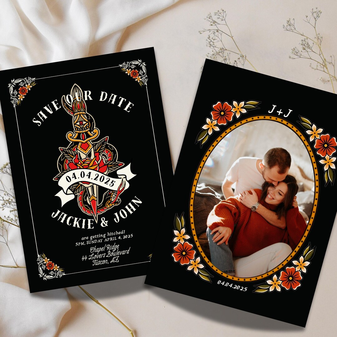 WEDDING INVITATION Rsvp/itinerary | Black Dagger American Traditional ...