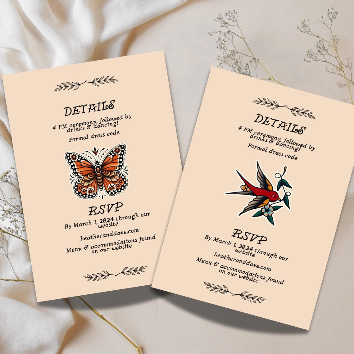 Jaguar American Traditional Tattoo Wedding Invite/rsvp/itinerary ...
