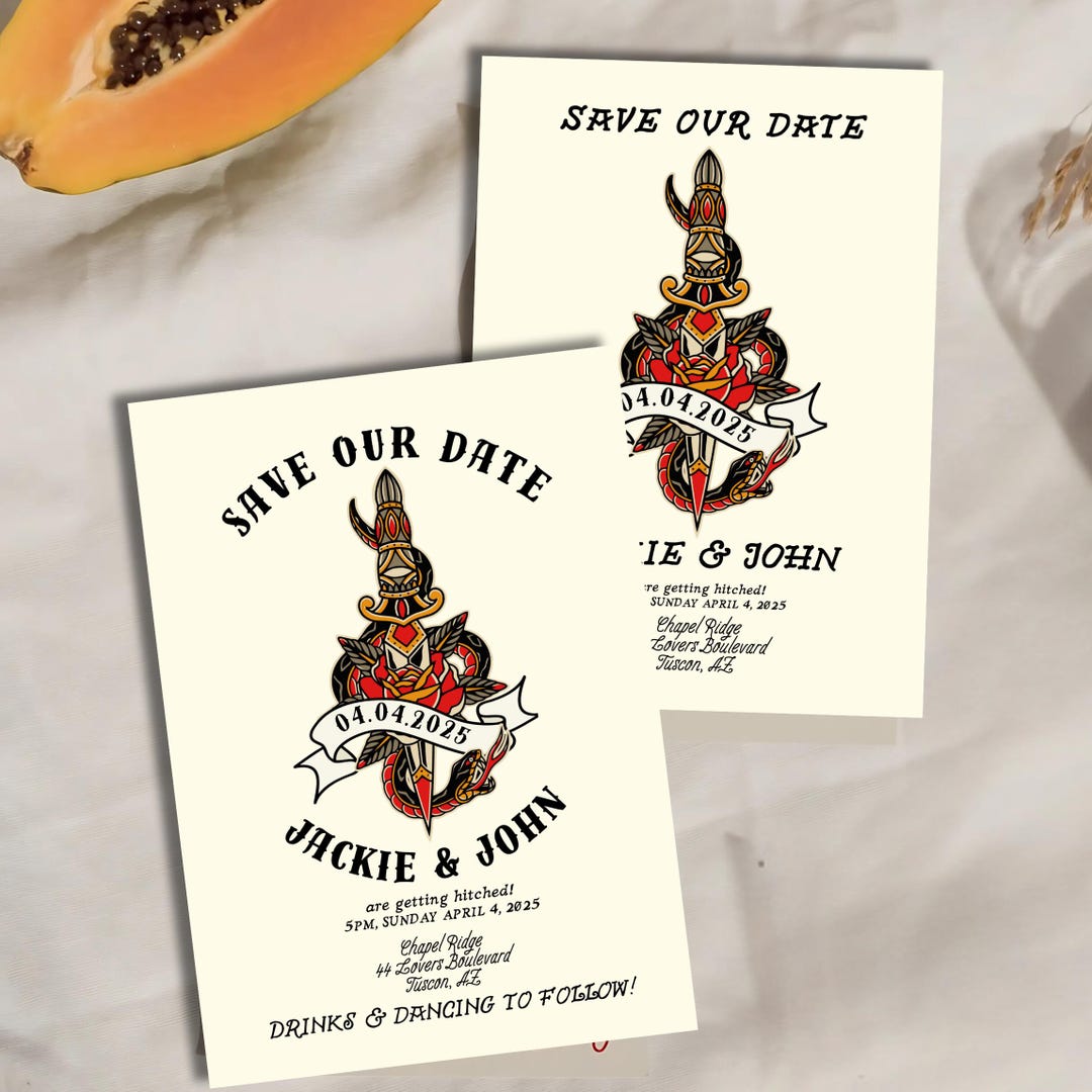 WEDDING INVITATION Rsvp/itinerary | Light Dagger American Traditional ...