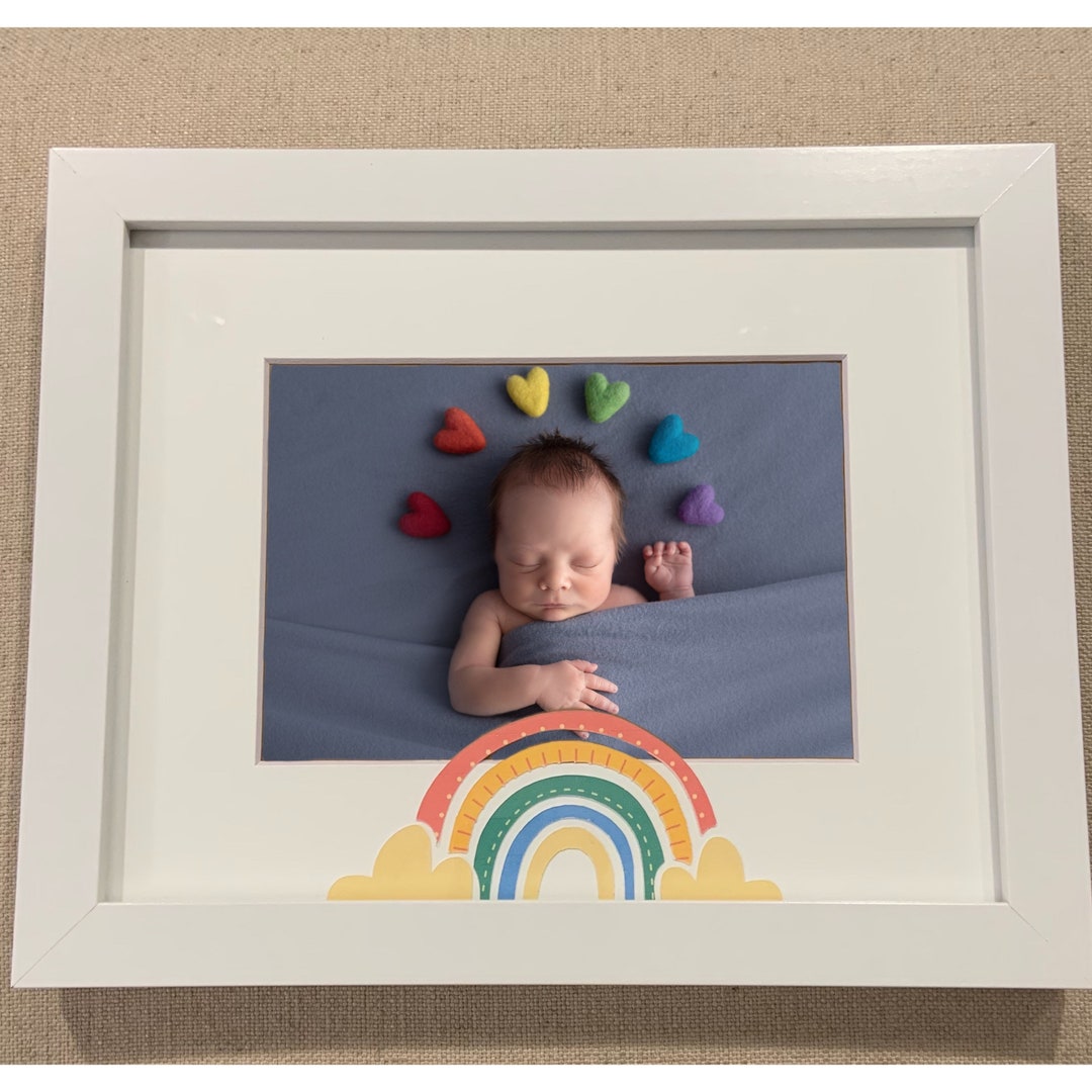 Rainbow Picture Frame for Rainbow Baby | Personalized Picture Frame 5x7 ...