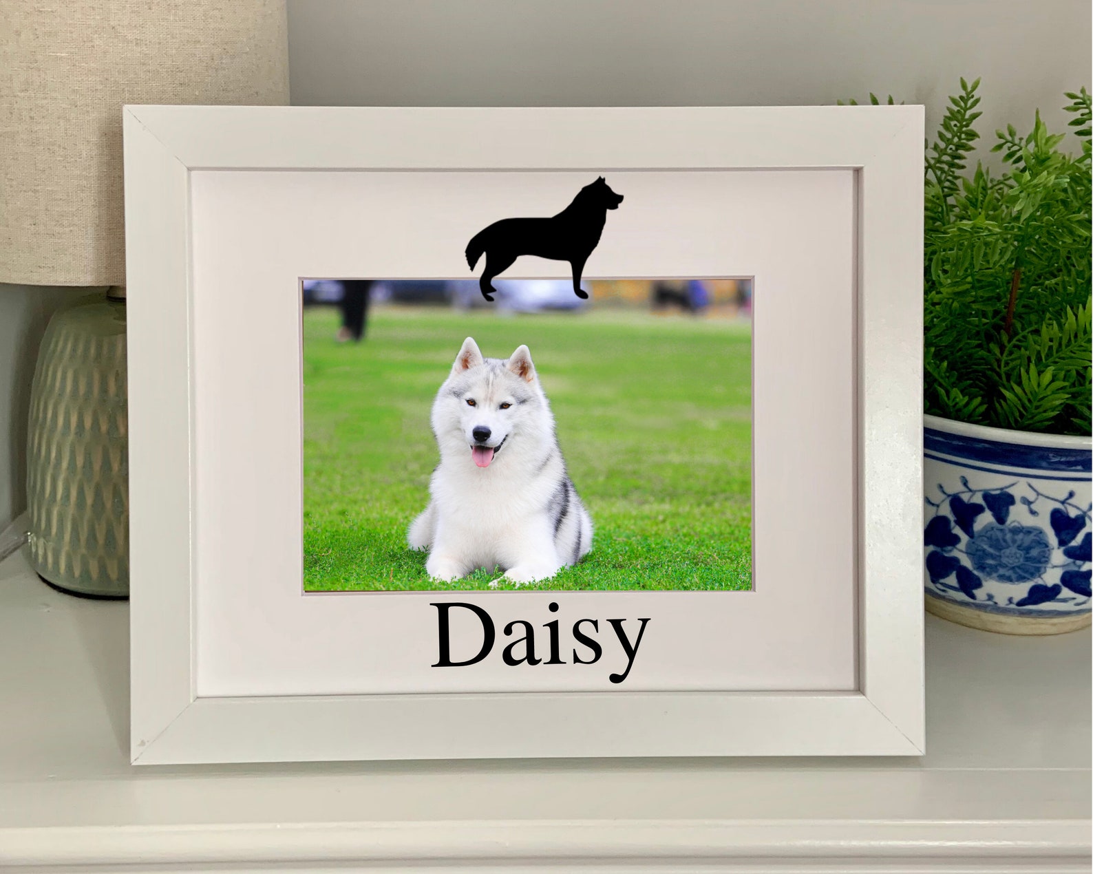 Siberian Husky Silhouette Picture Frame | 5x7 Photo | Any Dog Breed ...
