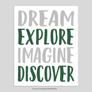 Explore Art Print Dream Explore Imagine Discover Sign Wall Decor for ...