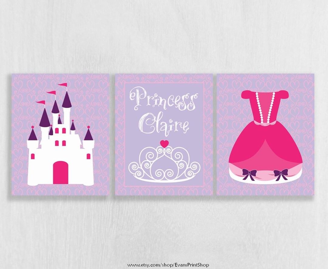 CANVAS Princess Nursery Decor Pink and Purple Nursery Wall - Etsy