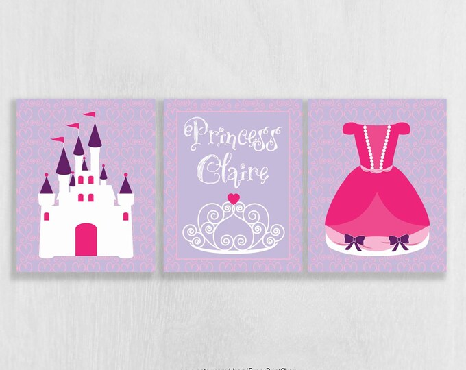 CANVAS Princess Nursery Decor - Pink and Purple Nursery Wall Art ...