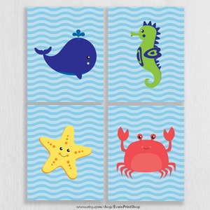 CANVAS Under the Sea Bathroom Decor Ocean Theme Bathroom Boy Playroom ...