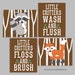 Woodland Bathroom Art Prints Set of 4 Woodland Bathroom Decor Woodland ...