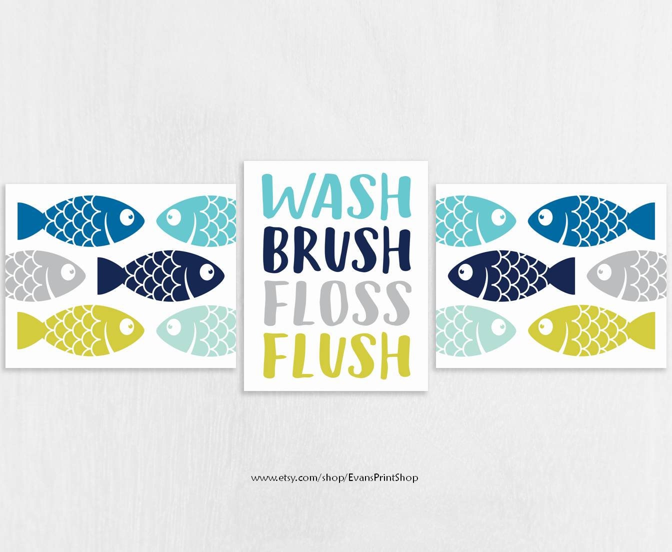 Fish Bathroom Art Prints Set of 3 Fish Bathroom Decor Kids - Etsy Canada