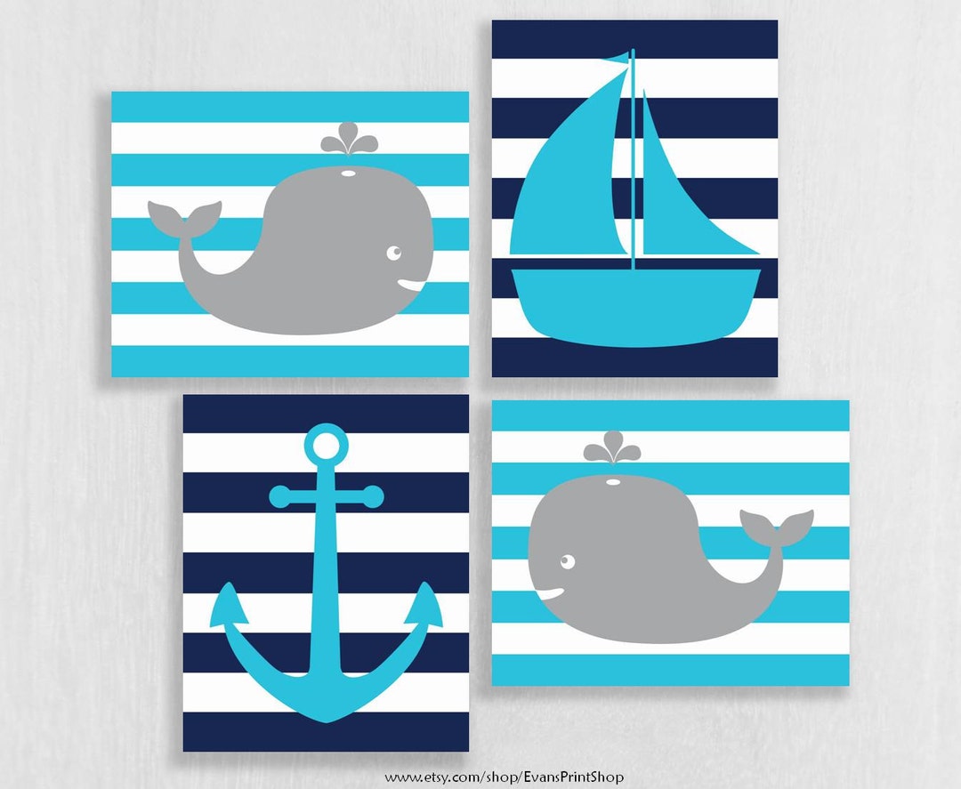 CANVAS Whale Nursery Decor High Seas Nautical Nursery Ocean Theme ...