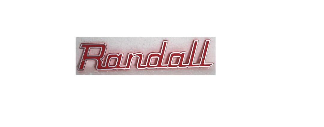 Randall Amp Plastic Logo - Silver on Red 2 1/4 X 10 1/2 Inch 3 Mounting ...