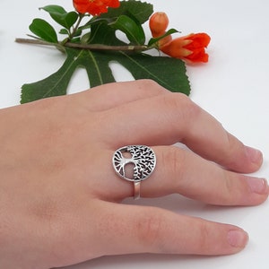 Tree of Life Ring, Engraved Tree Ring in Sterling Silver, Bridesmaid ...