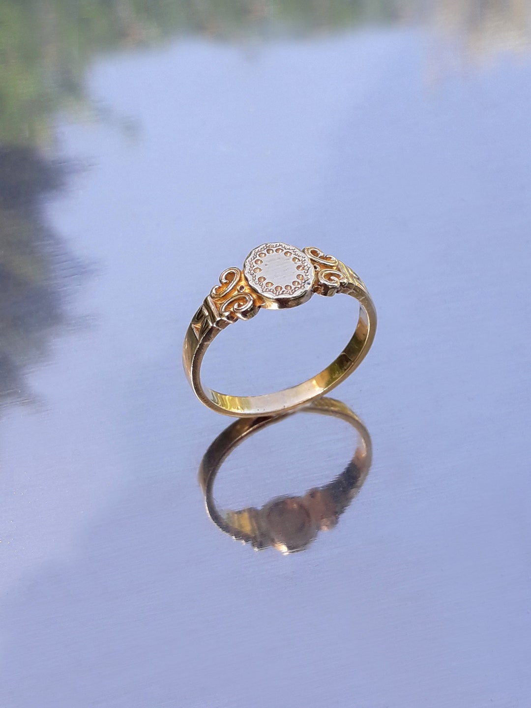 14K Gold Vintage Ring, Seal Signet Ring, Vintage Pattern Ring, Vintage ...