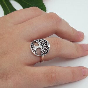 Tree of Life Ring, Engraved Tree Ring in Sterling Silver, Bridesmaid ...