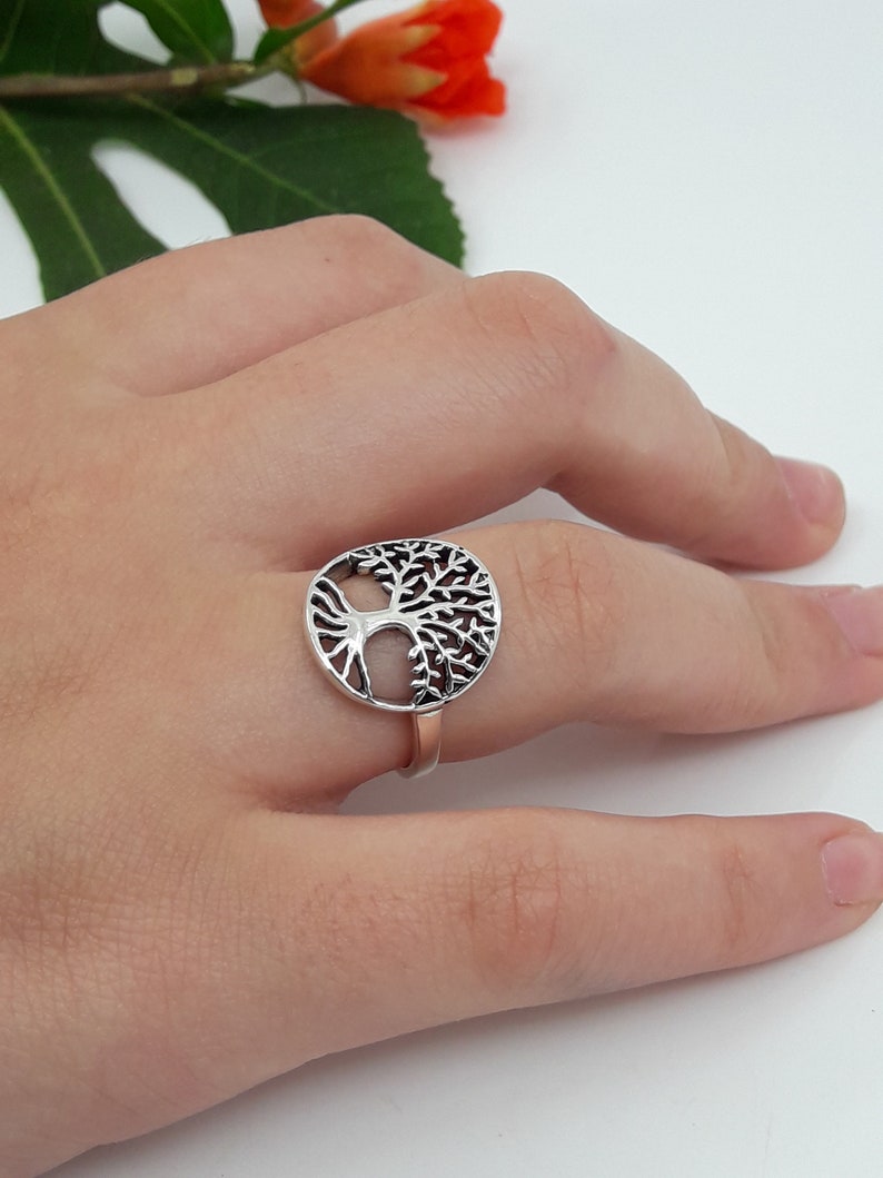 Tree of Life Ring Engraved Tree Ring in Sterling Silver - Etsy