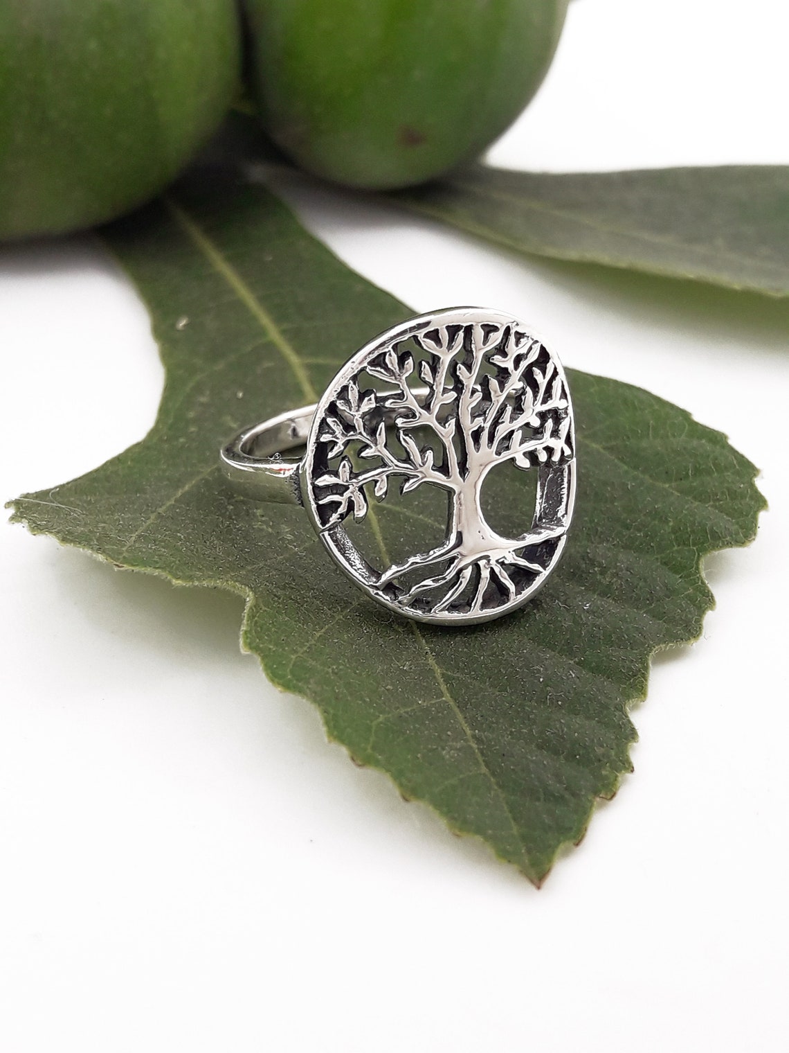 Tree of Life Ring Engraved Tree Ring in Sterling Silver - Etsy