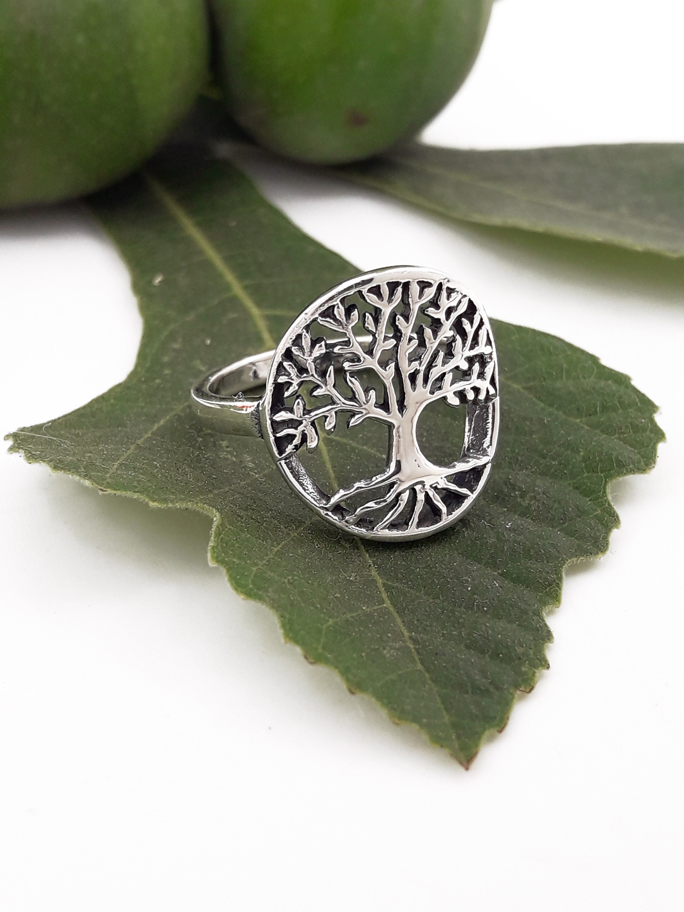 Tree of Life Ring Engraved Tree Ring in Sterling Silver - Etsy