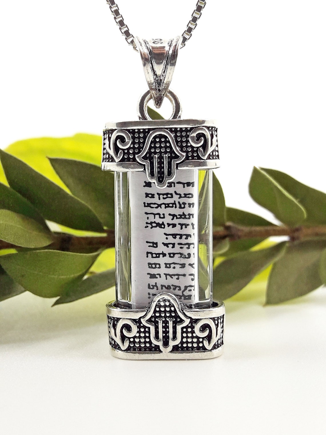 Jewish Mezuzah Necklace With Shema Scroll - Etsy