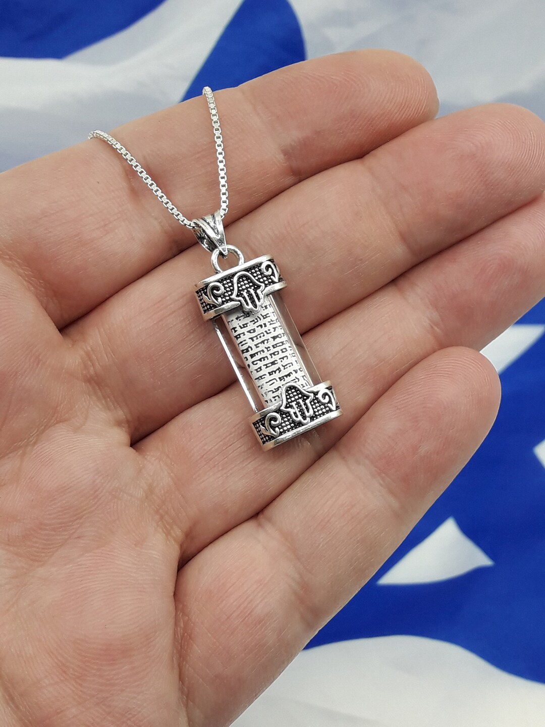 Jewish Mezuzah Necklace With Shema Scroll - Etsy