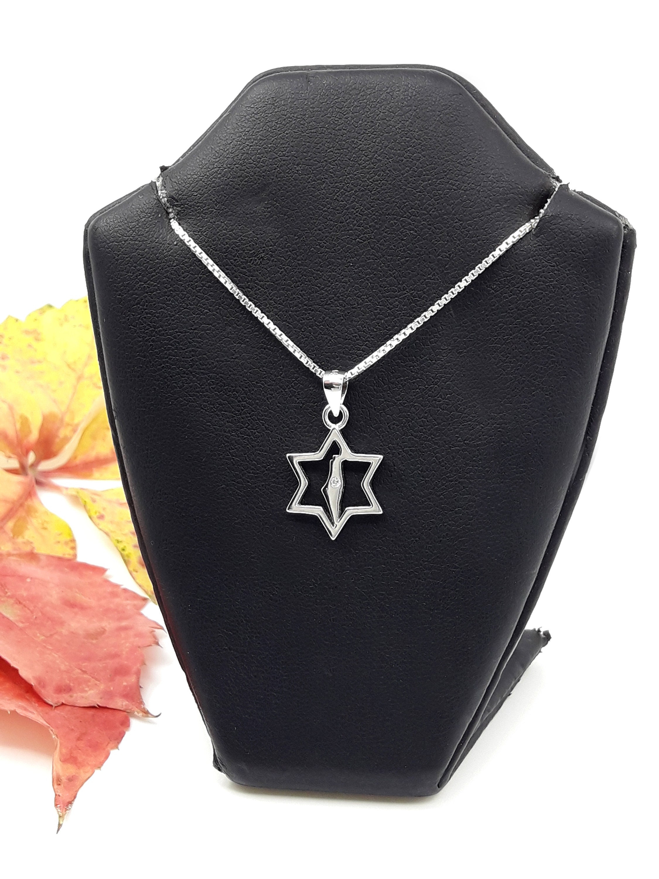 Jewish Star With the Map of Israel Inside and Zircon - Etsy