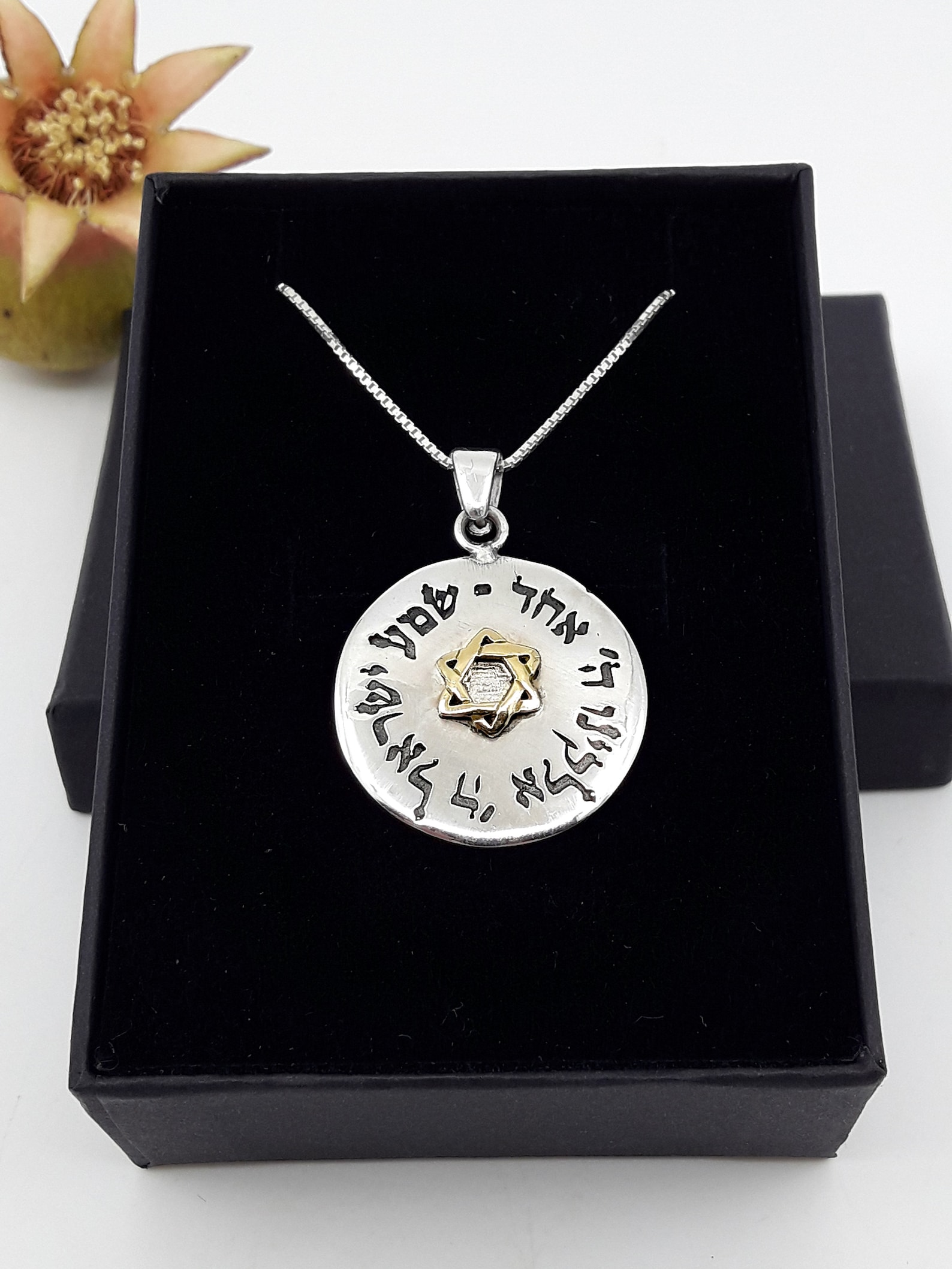 Shema Israel Necklace 14K Jewish Star of David Jewish Men - Etsy