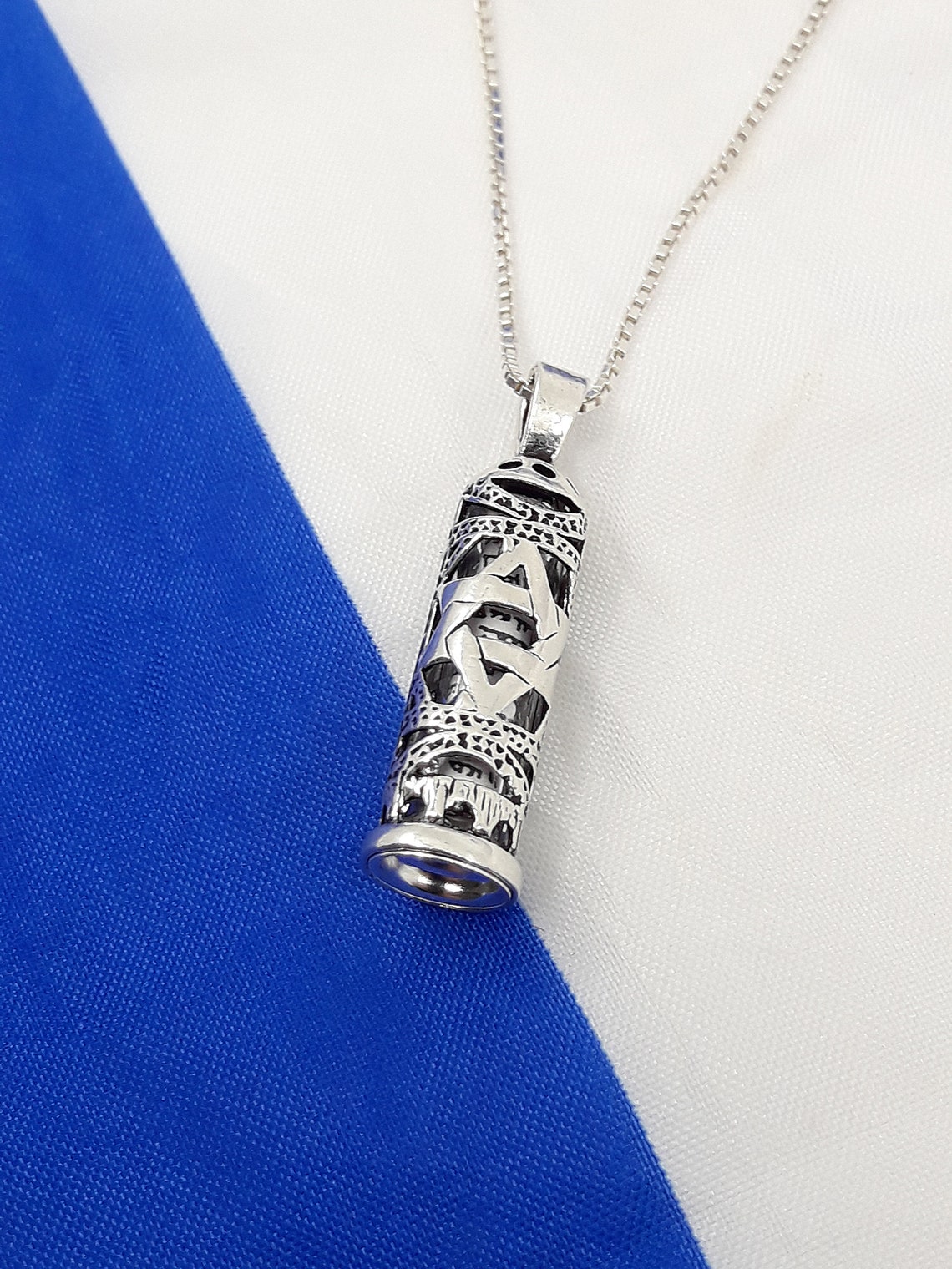 Mezuzah Necklace With Shema Israel Scroll - Etsy