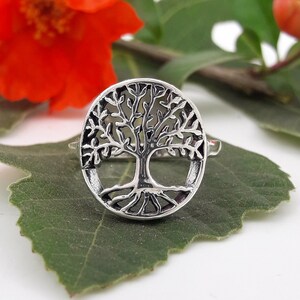 Tree of Life Ring, Engraved Tree Ring in Sterling Silver, Bridesmaid ...
