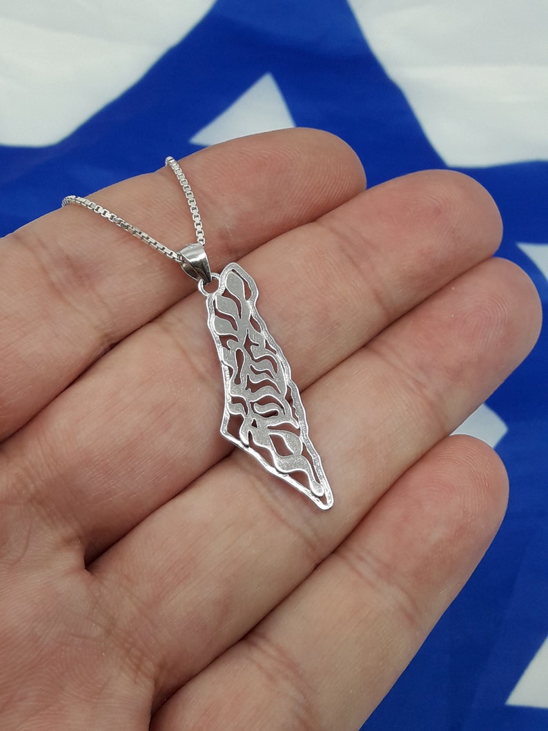 Map of Israel Necklace With Shema Israel in Hebrew Letters - Etsy