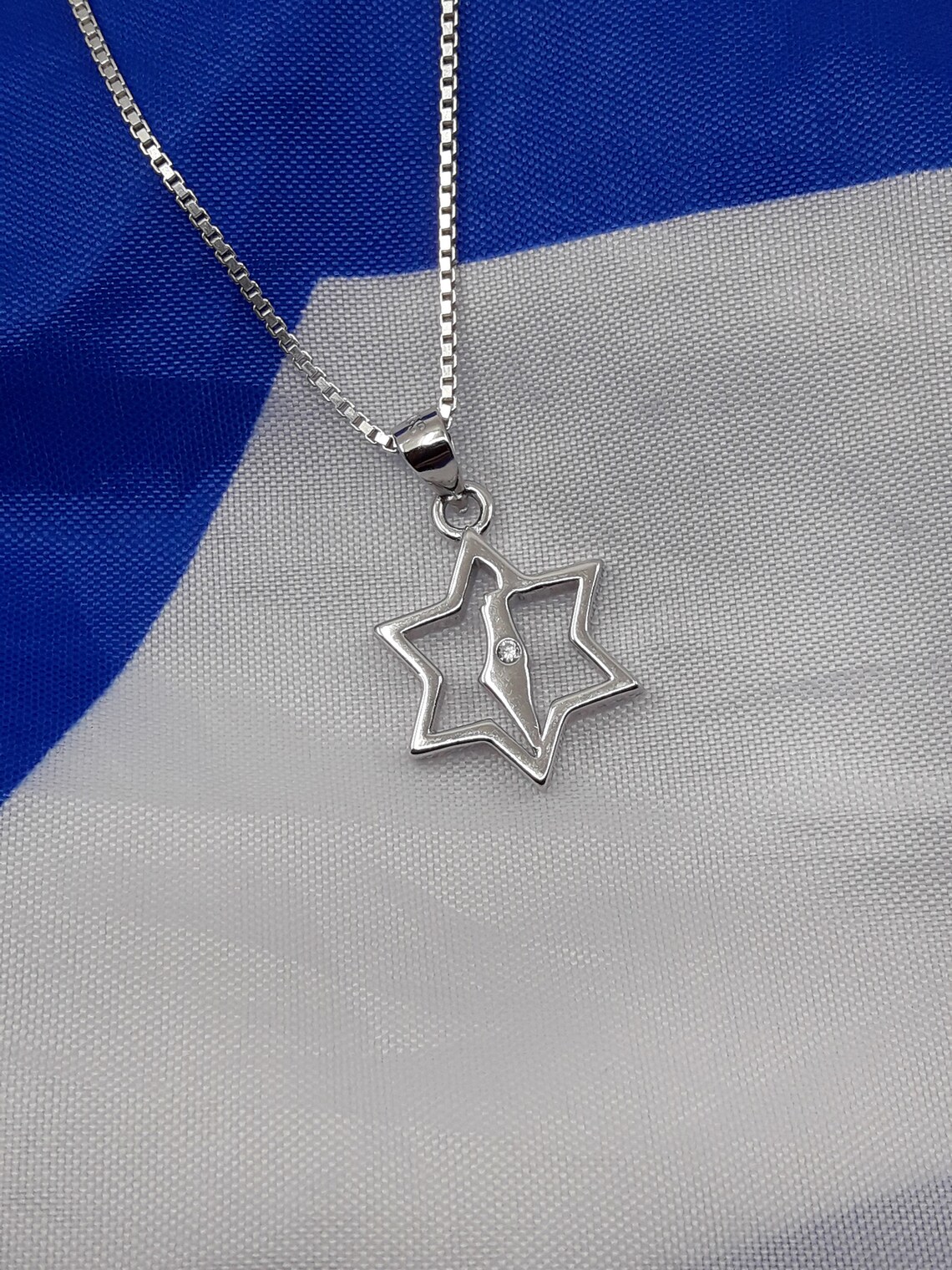 Jewish Star With the Map of Israel Inside and Zircon - Etsy