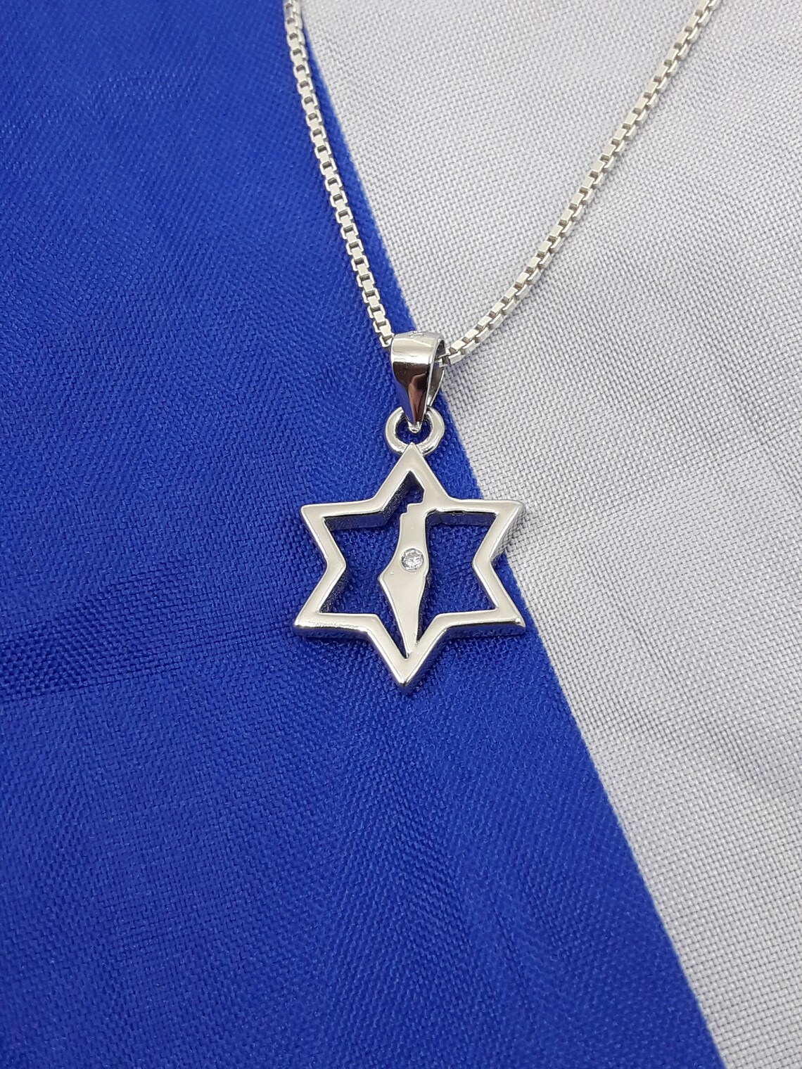 Jewish Star With the Map of Israel Inside and Zircon - Etsy