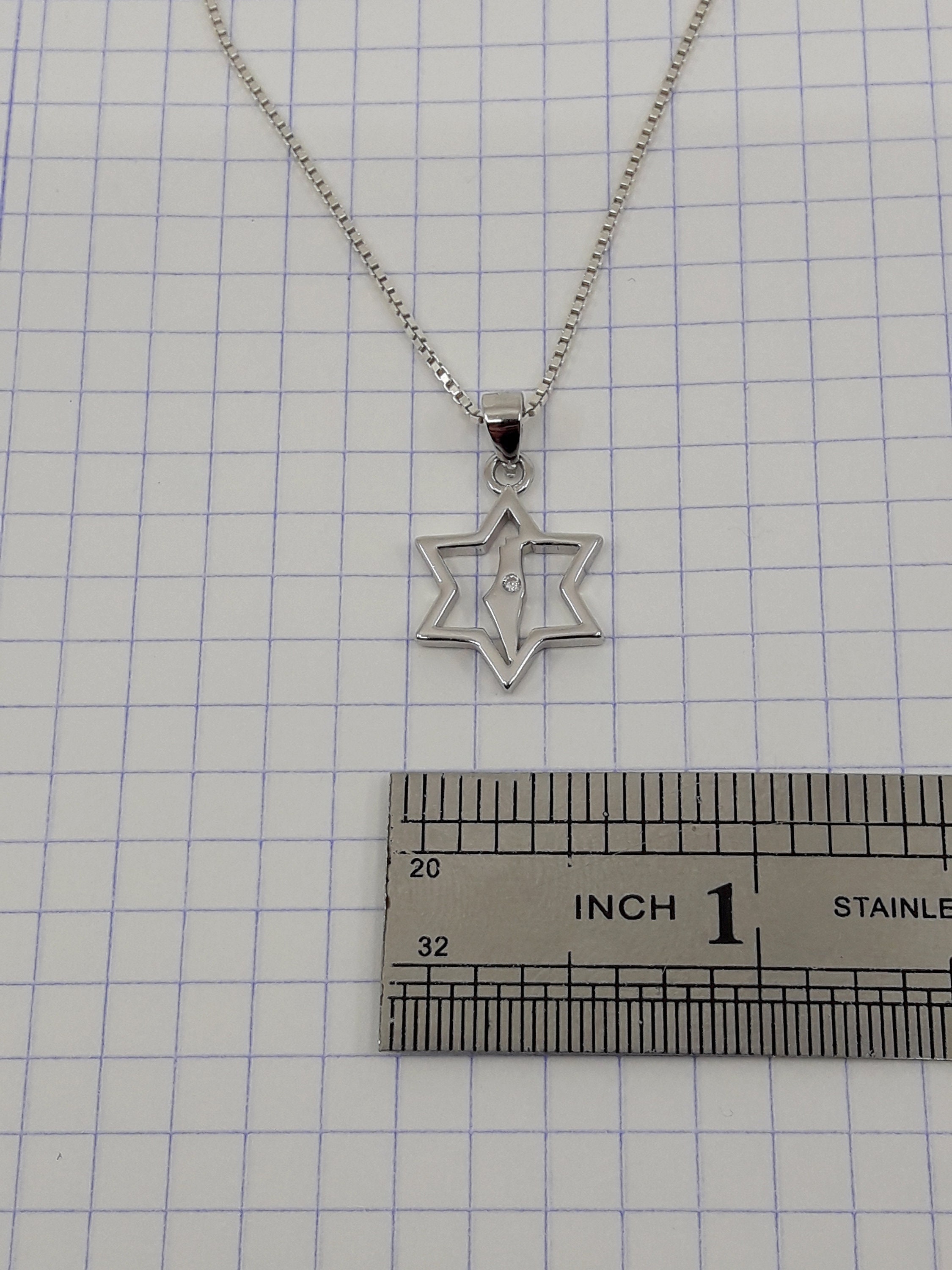 Jewish Star With the Map of Israel Inside and Zircon - Etsy