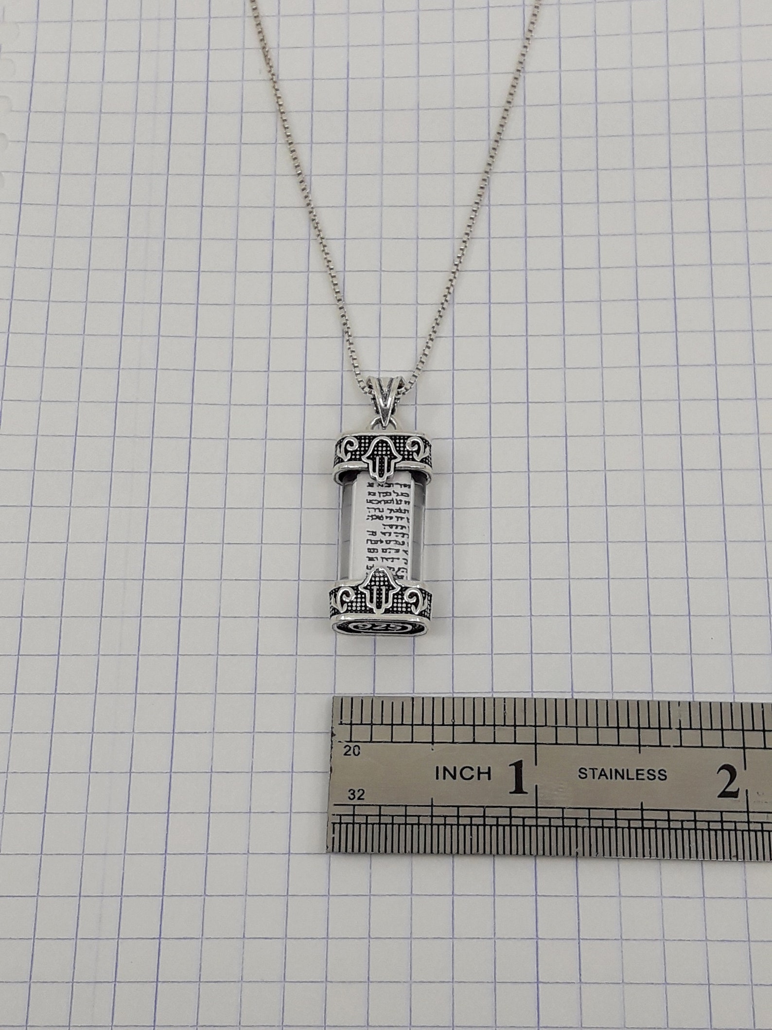 Jewish Mezuzah Necklace With Shema Scroll - Etsy